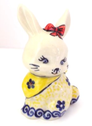 4" Baby Bunny Figurine - Color Palette Polish Pottery