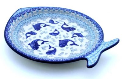 Fish Shaped Round Plate 9" - Color Palette Polish Pottery Outlet