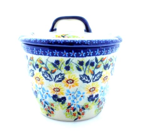 2 Cup Container with Lid-Unikat Signature - Color Palette Polish Pottery