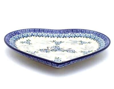 Heart Shape Platter Plate 9" - Color Palette Polish Pottery Outlet